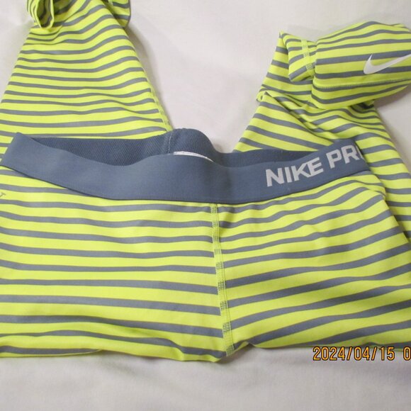 Nike | Other | Nike Pro Neon Green And Gray Striped Womens Leggings ...